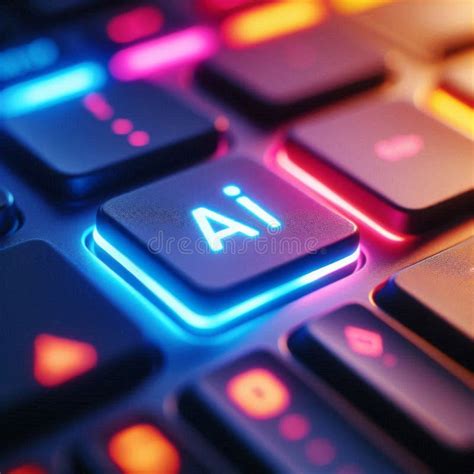 Illuminated Laptop Keyboard With Ai Button Futuristic Depictions Of Artificial Intelligence
