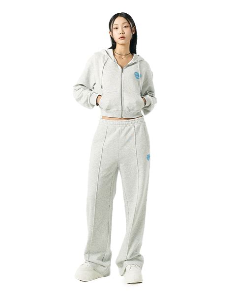 Nerdy우먼스 수플레 크롭 후디 세트24ss 멜란지화이트