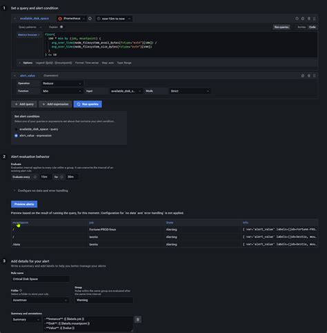 Configuring Alert Rule Summary And Contact Point Template For Disk Space Alerts Alerting