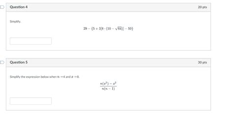 Solved Question 4 Simplify 29 5 3 8 1064 50 Question Chegg Com