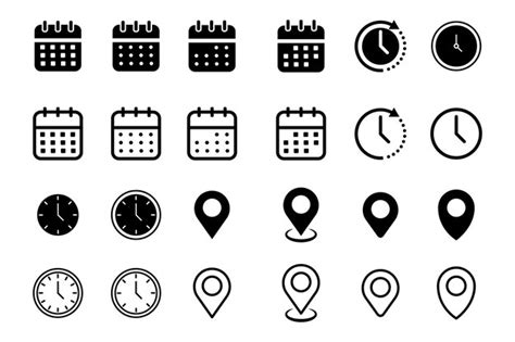 Premium Vector Address Location Icon Stopwatch Timer Icon Date