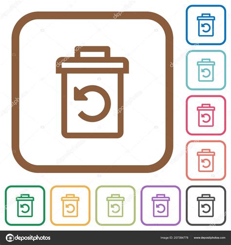 Undelete Simple Icons Color Rounded Square Frames White Background Stock Vector By
