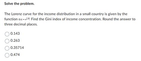 Solve The Problem The Lorenz Curve For The StudyX