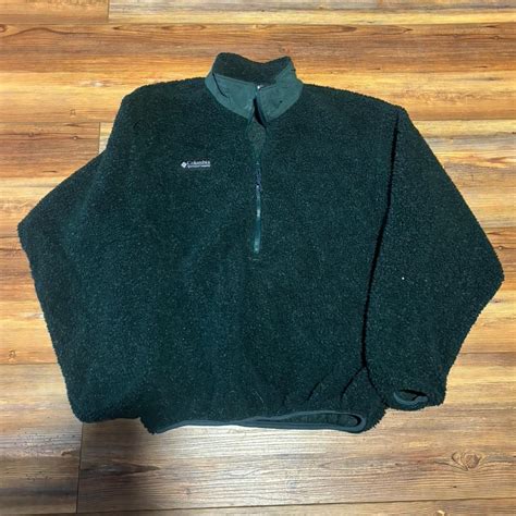 Vintage 90s Columbia 14 Zip Fleece Green Made In Depop