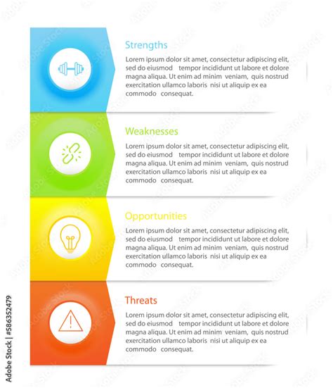 Swot Infographic Analysis Template Background With Icon And Four Colorful Elements Vector