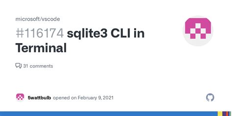 Sqlite3 Cli In Terminal · Issue 116174 · Microsoftvscode · Github
