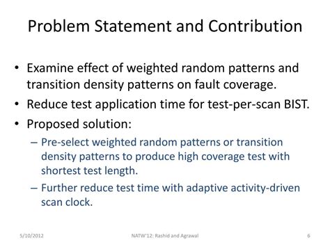 ppt weighted random and transition density patterns for scan bist