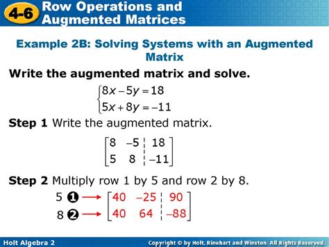 4 6 Row Operations And Augmented Matrices Warm Up Lesson Presentation Ppt Download