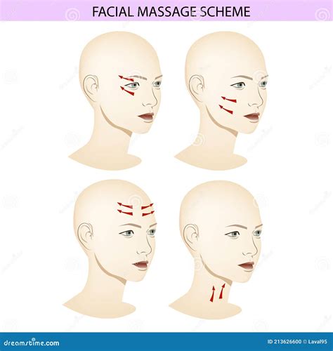 Facial Massage Scheme Massage Visual Guide Wind Illustration Stock