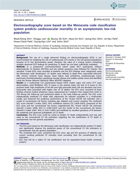 pdf electrocardiography score based on the minnesota code classification system predicts