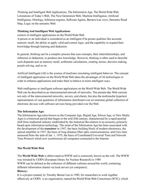 Java Notes Latest Thinking And Intelligent Web Applications The Information Age The World