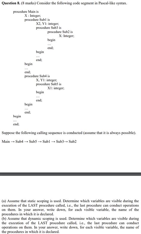 Solved Question 8 8 Marks Consider The Following Code