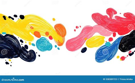 Abstract Colorful Brush Strokes On A White Background Creating A