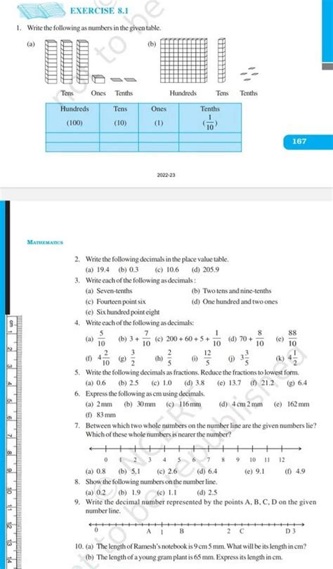 Exercise 81write The Following As Numbers In The Given Tableab1