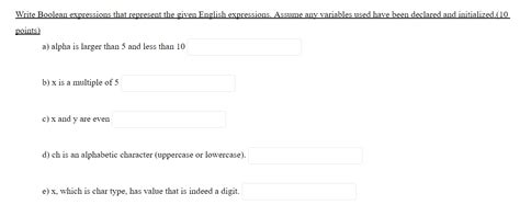 Solved Write Boolean Expressions That Represent The Given Chegg