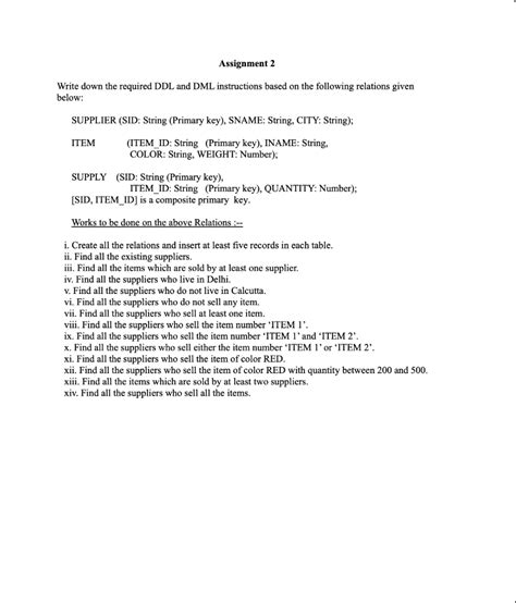 Solved Assignment 2 Write Down The Required Ddl And Dml