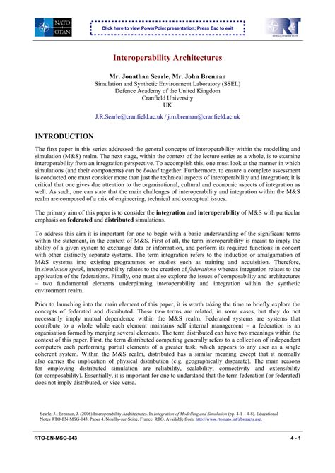 Pdf Interoperability Architectures