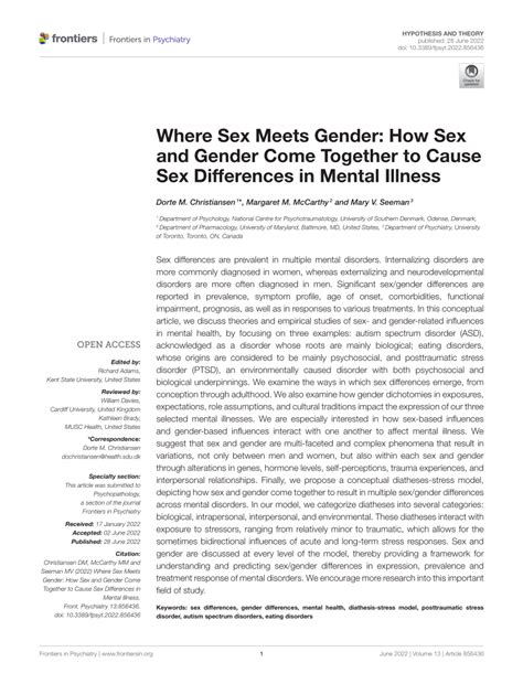 Pdf Where Sex Meets Gender How Sex And Gender Come Together To Cause