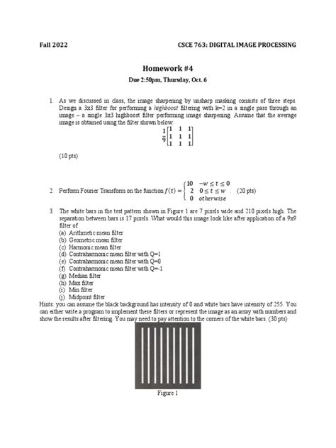 Hw 4 Pdf Filter Signal Processing Computer Vision
