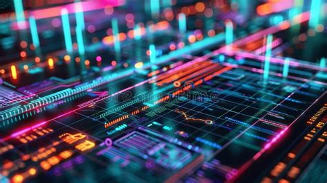 Futuristic Digital Interface With Neon Lights And Data Visualization A Futuristic Digital