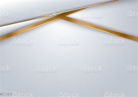 추상 템플릿 디자인 화이트 와 회색 배경 기하학적 중첩 레이어와 골든 라인 럭셔리 스타일 금 금속에 대한 스톡 벡터 아트 및 기타 이미지 금 금속 금색 배경 주제