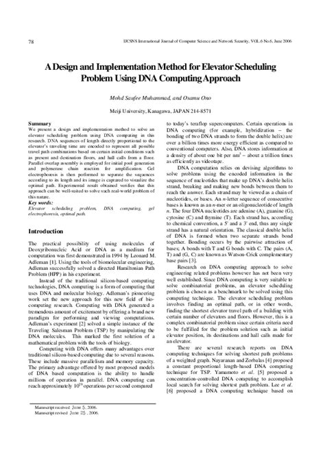 Pdf A Design And Implementation Method For Elevator Scheduling Problem Using Dna Computing