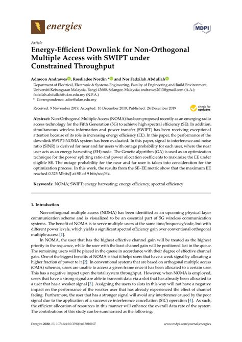 Pdf Energy Efficient Downlink For Non Orthogonal Multiple Access With