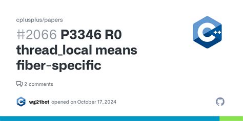 P3346 R0 Thread Local Means Fiber Specific Issue 2066 Cplusplus