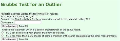 Solved Grubbs Test For An Outlier Please Explain Step By