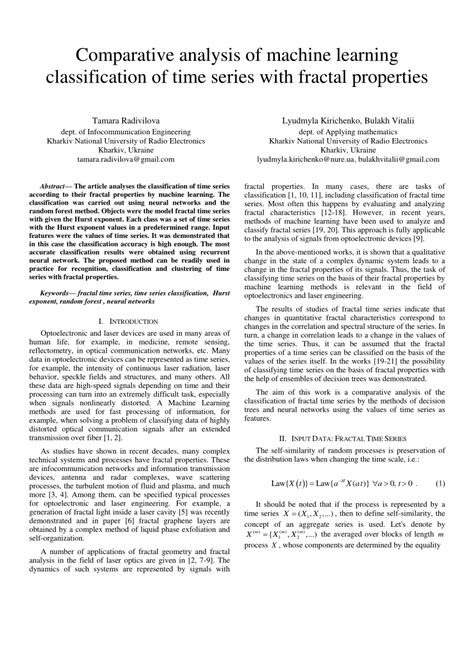 Pdf Comparative Analysis Of Machine Learning Classification Of Time Series With Fractal Properties