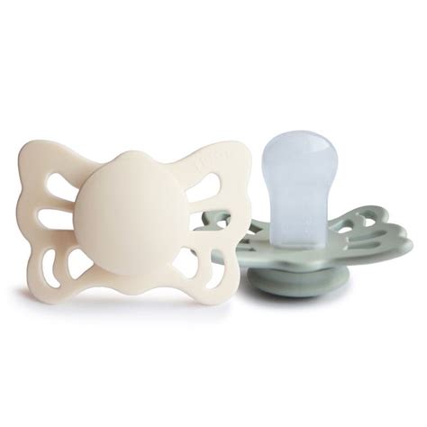 Frigg Butterfly Anatomical Silicone Pack Pacifiers Cream Sage Size