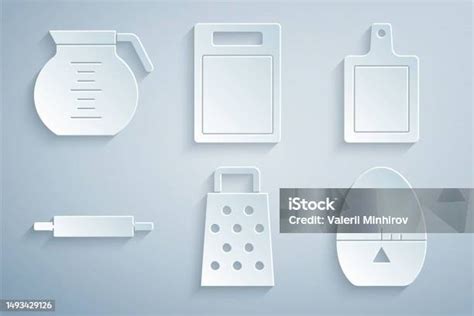 강판 도마 롤링 핀 주방 타이머 및 커피 포트 아이콘을 설정합니다 벡터 3차원 형태에 대한 스톡 벡터 아트 및 기타 이미지 3차원 형태 단일 객체 달걀 Istock