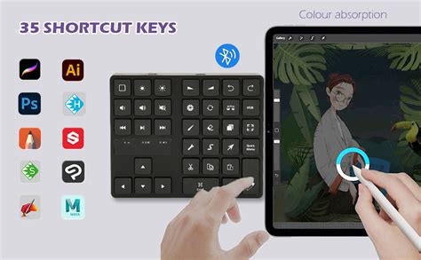 Yunseity Keypad For Procreate 35 Keys Shortcut Drawing Keypad For Procreate And Graphics