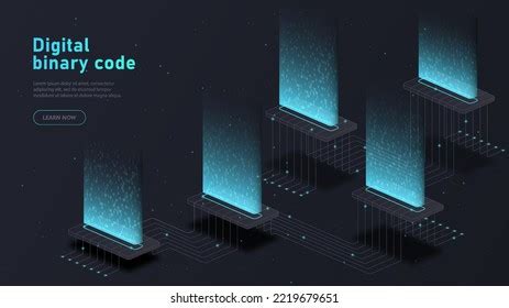Digital Binary Code Programming Cyberspace Modern Stock Vector Royalty