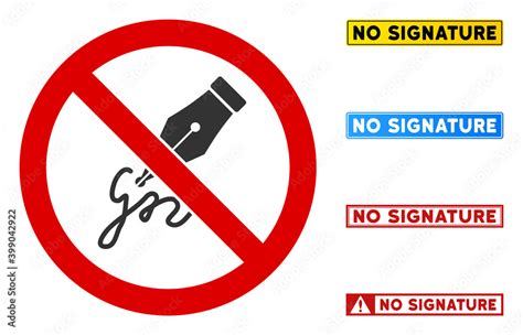 No Signature Sign With Phrases In Rectangle Frames Illustration Style