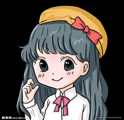 Q版可爱卡通手绘女生头像戴帽子设计图 动漫人物 动漫动画 设计图库 昵图网