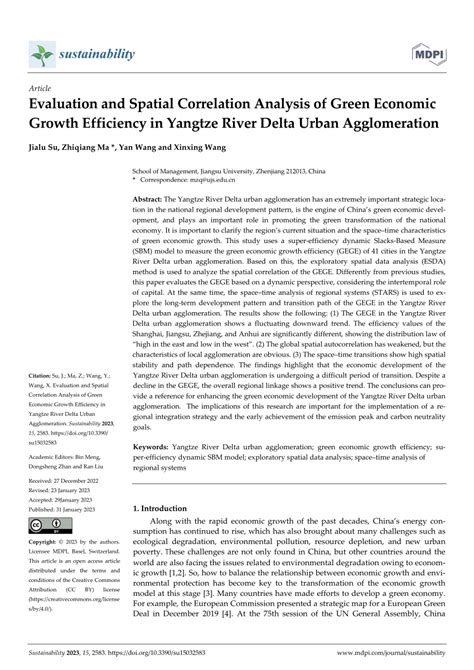 Pdf Evaluation And Spatial Correlation Analysis Of Green Economic Growth Efficiency In Yangtze