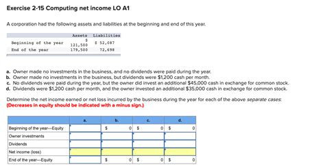 solved exercise 2 15 computing net income lo a1 a