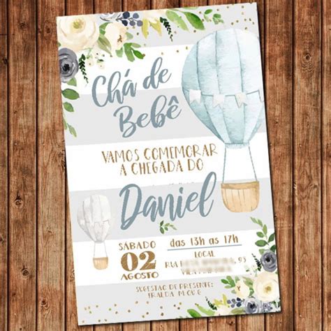 Convite Chá de Bebê Balão Digital Elo7 Produtos Especiais
