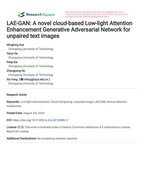 PDF LAE GAN A Novel Cloud Based Low Light Attention Enhancement Generative Adversarial