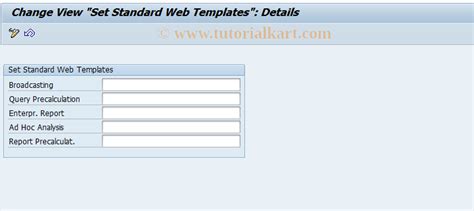 RSCUSTV SAP Tcode Set Standard Web Templates
