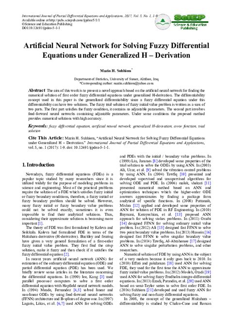Pdf Artificial Neural Network For Solving Fuzzy Differential Equations Under Generalized H