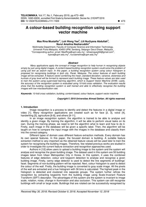 Pdf A Colour Based Building Recognition Using Support Vector Machine