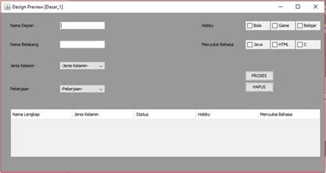 Bermain Dengan Jtextfield Jcheckbox Dan Jcombobox Lalu Menampilkan Hasilnya Di Jtabel