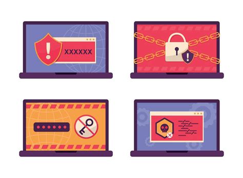 Laptops System Error Warning Virus Attacked For Cyber Crime Concept Illustration 25799211 Vector