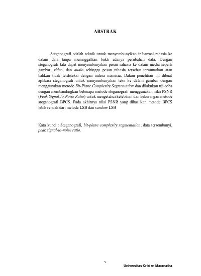 Stenografi Pada Citra Digital Menggunakan Metode Bit Plane Complexity