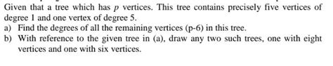 Solved Given That A Tree Which Has P Vertices This Tree Chegg