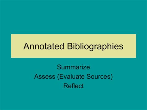 Annotated Bibliography