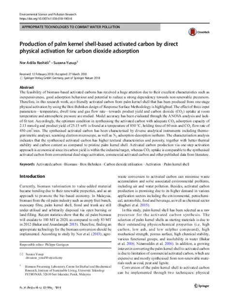 Pdf Production Of Palm Kernel Shell Based Activated Carbon By Direct Physical Activation For