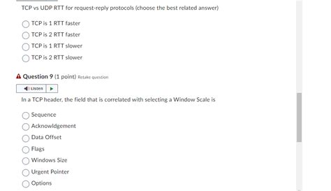 Solved Tcp Vs Udp Rtt For Request Reply Protocols Choose